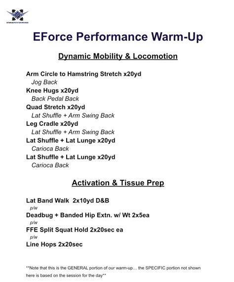 Developing An Effective Warm Up — Eforce Sports
