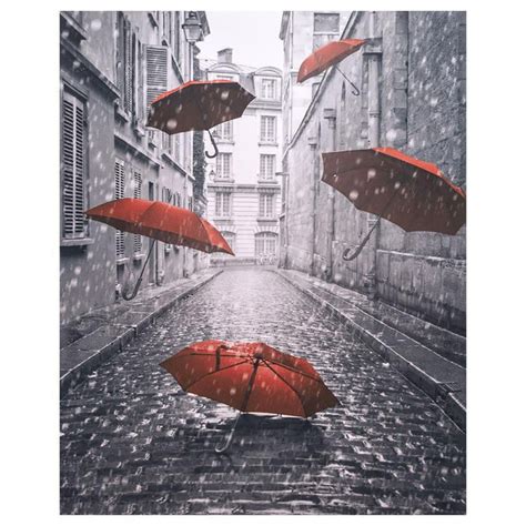 Алмазна мозаїка на підрамнику картина стразами 30х40 см Diy Червоні парасольки Sgld 61323