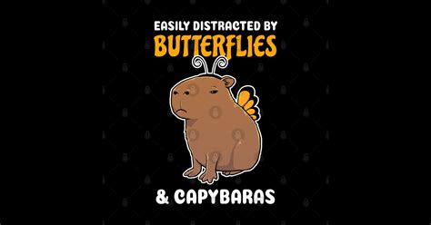 Easily Distracted By Butterflies And Capybaras Cartoon Butterfly Lover Sticker Teepublic