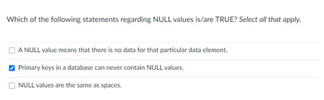 Solved Which Of The Following Statements Regarding NULL Chegg Com