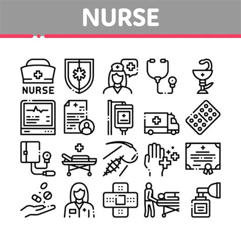 Premium Vector Nurse Medical Aid Collection Icons Set Vector