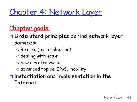 Chapter 4 Network Layer Chapter Goals R Understand