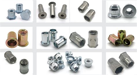 Brass Rivet Nut Zinc Plated Threaded Flat Head Knurling Inch Pull Rivet