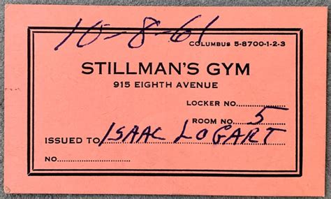 Logart Isaac Stillmans Gym Room Locker Pass 1961 Jo Sports Inc