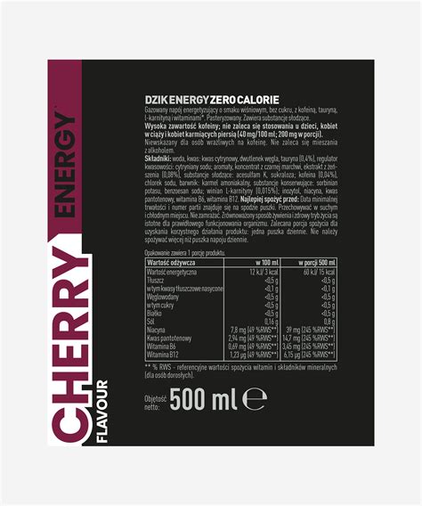 Dzik® Energy Cherry Zero Kalorii 500 Ml Wkdzik Pl