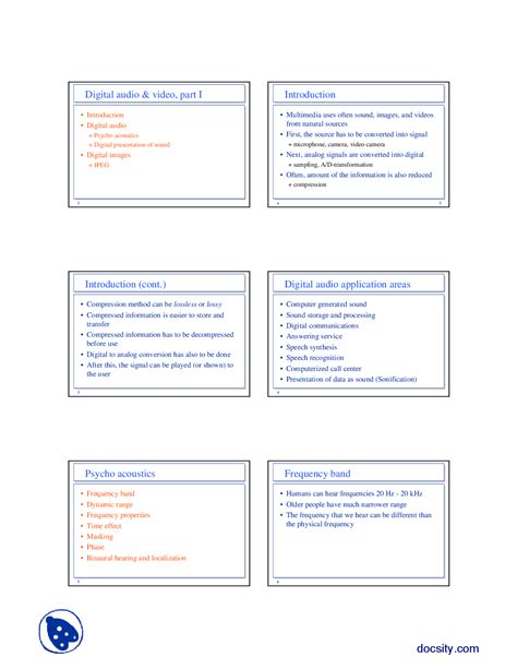 Digital Audio And Video Part 1 Multimedia Applications Lecture Slides