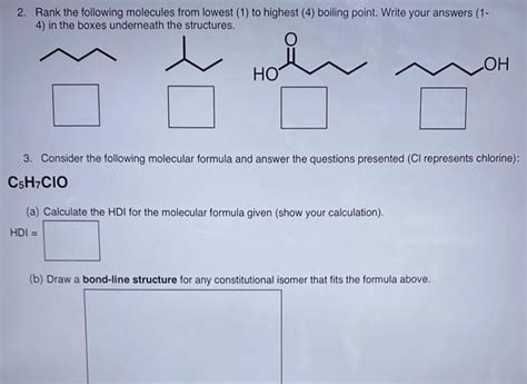 Solved 2 Rank The Following Molecules From Lowest 1 T