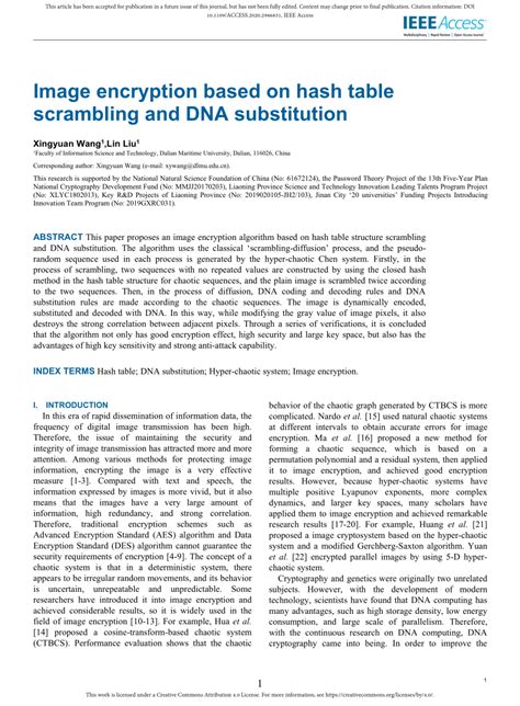 Pdf Image Encryption Based On Hash Table Scrambling And Dna Substitution