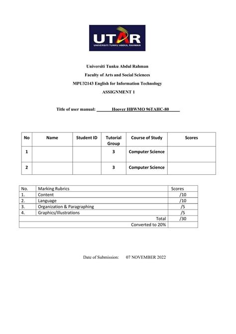 Assignment 1 Mpu32143 English For Information Technology Utar Thinkswap