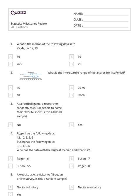 50 Statistics Worksheets For 7th Grade On Quizizz Free Printable