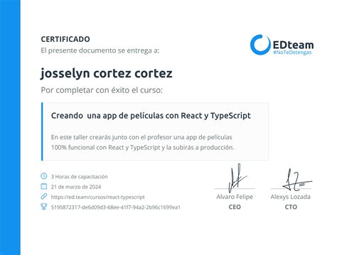 Certificado De Josselyn Cortez Cortez Del Curso Creando Una App De