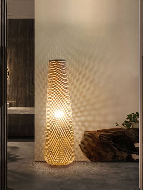 日式落地灯北欧客厅卧室餐厅民宿茶室禅意榻榻米侘寂风竹编落地灯 阿里巴巴