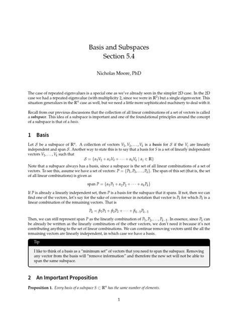 Basisandsubspaces Pdf Linear Map Vector Space