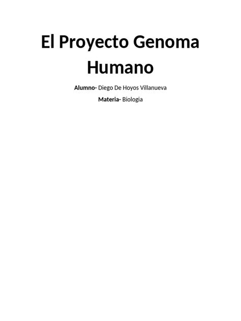 El Proyecto Genoma Humano Pdf