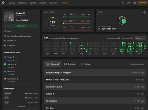 leetcode problemsolving softwareengineering continuouslearning suriya k p