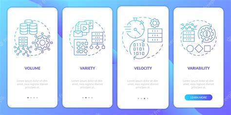 Premium Vector Big Data Characteristics Blue Gradient Onboarding Mobile App Screen