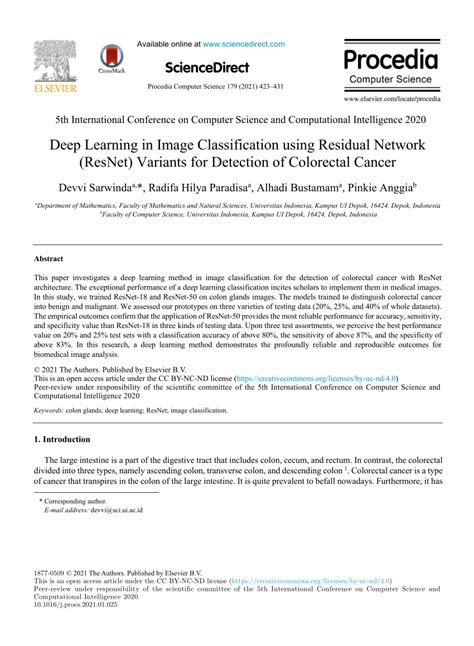 PDF Deep Learning In Image Classification Using Residual Network ResNet Variants For