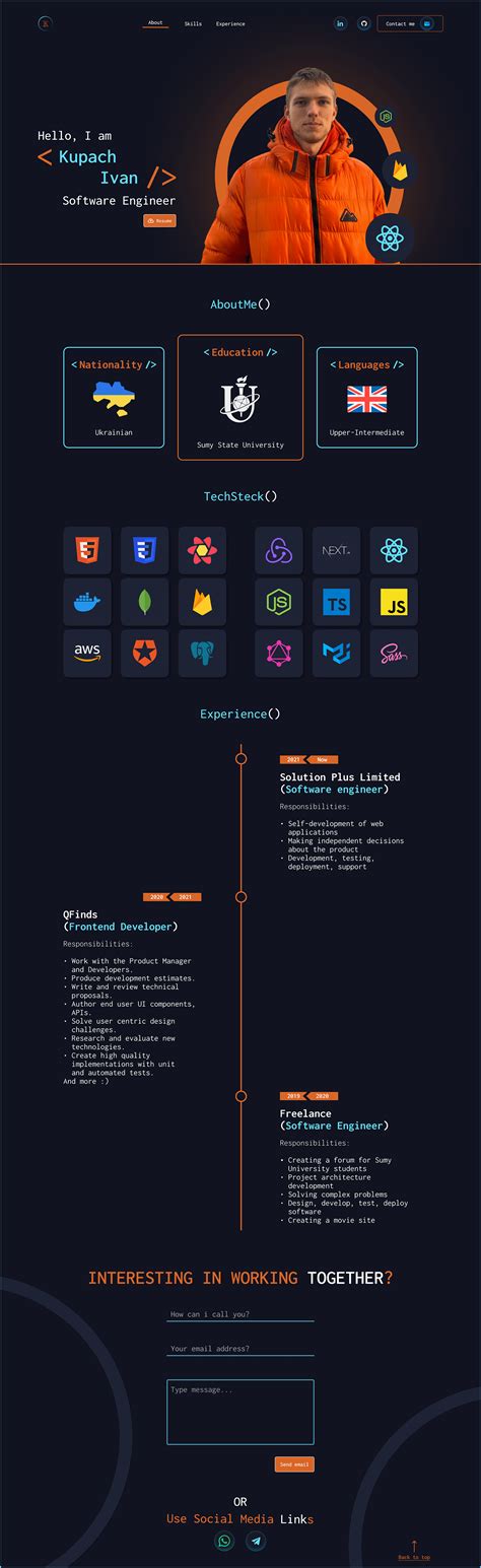 Landing Page For Software Engineer On Behance