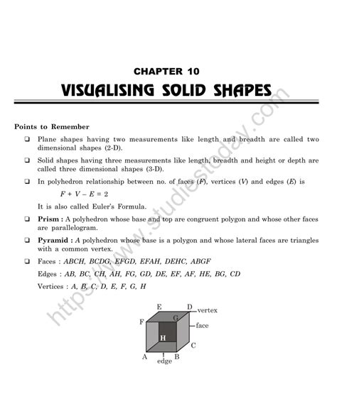 cbse class 8 mental maths visualising solid shapes worksheet