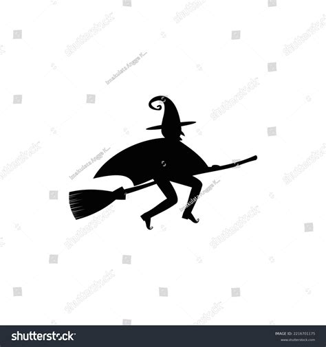 Witch Flying Broom Vector Illustration Stock Vector Royalty Free
