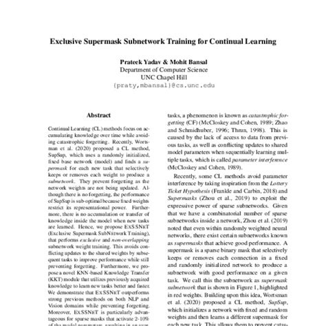 Exclusive Supermask Subnetwork Training For Continual Learning Acl Anthology