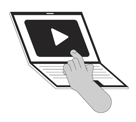 Streaming Plattform Auf Laptop Ansehen Cartoon Menschliche Hand Umriss