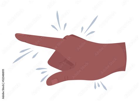 Index Finger Semi Flat Color Vector Hand Gesture Editable Pose Human Body Part On White
