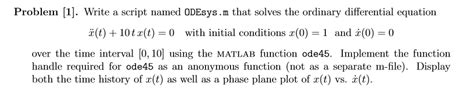 Problem 1 Write A Script Named Odesysm That