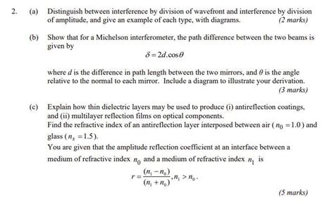 Solved 2 A Distinguish Between Interference By Division