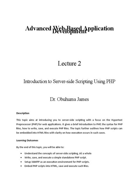 Lec 2 Advanced Web Application Development Pdf Php Internet And Web