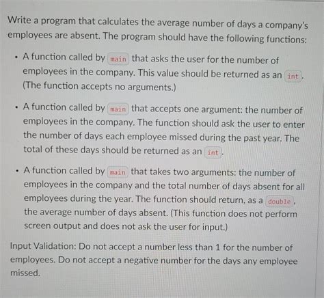 Solved Write A Program That Calculates The Average Number Of