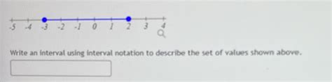 Solved Write An Interval Using Interval Notation To Describe The Set Of Values Shown Above