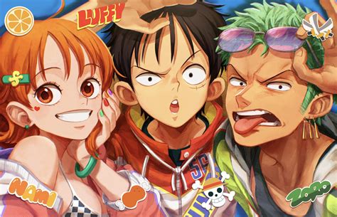 Nami Monkey D Luffy And Roronoa Zoro One Piece Drawn By Oekakiboya Danbooru