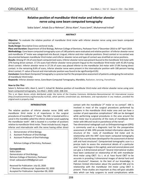 Pdf Relative Position Of Mandibular Third Molar And Inferior Alveolar Nerve Using Cone Beam