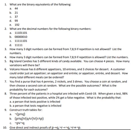 Solved C 1 What Are The Binary Equivalents Of The