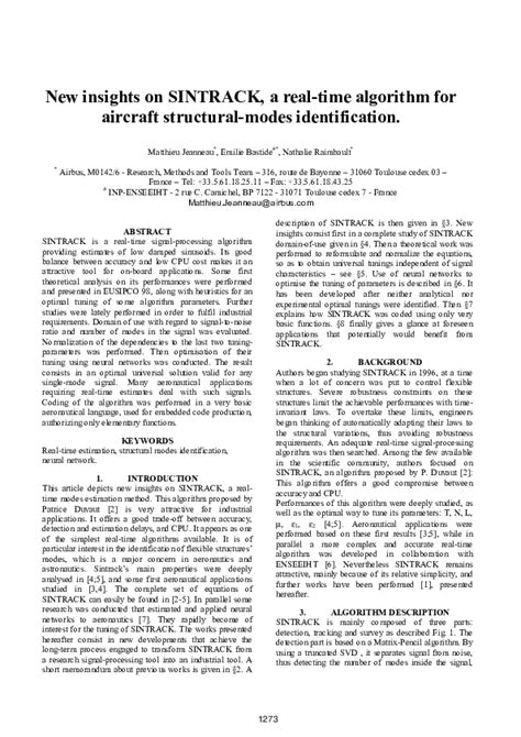 Pdf New Insights On Sintrack A Real Time Algorithm For Aircraft