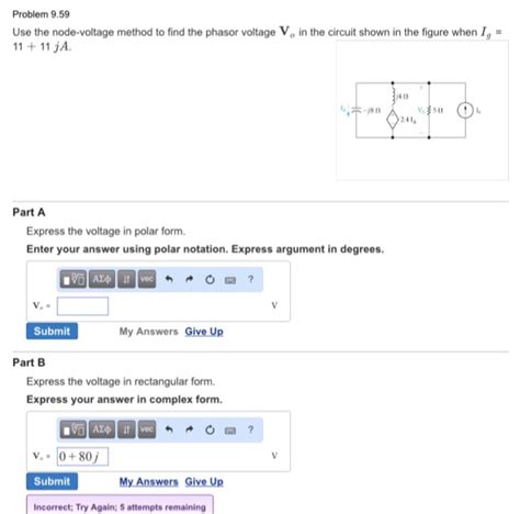 solved use the node voltage method to find the phasor