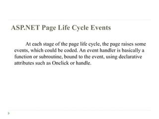 ASP NET Life Cycle Of Asp PPTX
