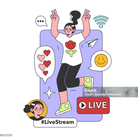 라이브 스트림 소셜 미디어의 블로거 라이브 온라인 비디오 클립 또는 짧은 비디오 Live Event에 대한 스톡 벡터 아트 및 기타 이미지 Live Event 색