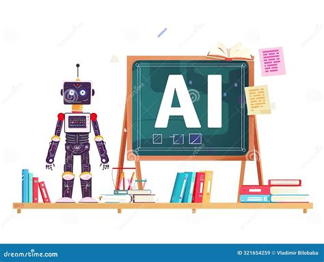 Ai Robot Teacher In Classroom Stock Illustration Illustration Of Chalkboard Science 321654259