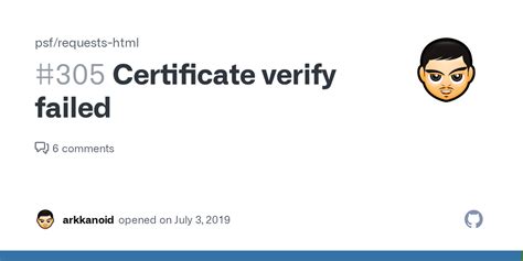 Certificate Verify Failed · Issue 305 · Psfrequests Html · Github