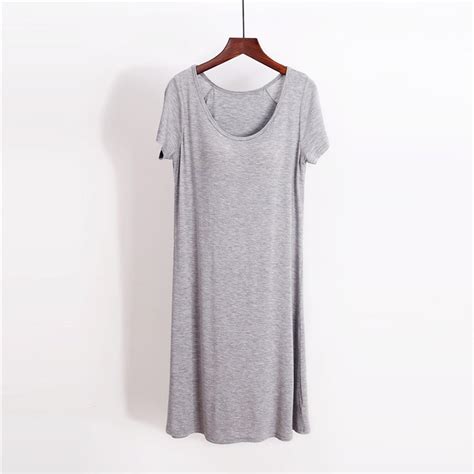 Elvqul Nightgowns For Women Plus Size Cotton Long Short Sleeve Gray