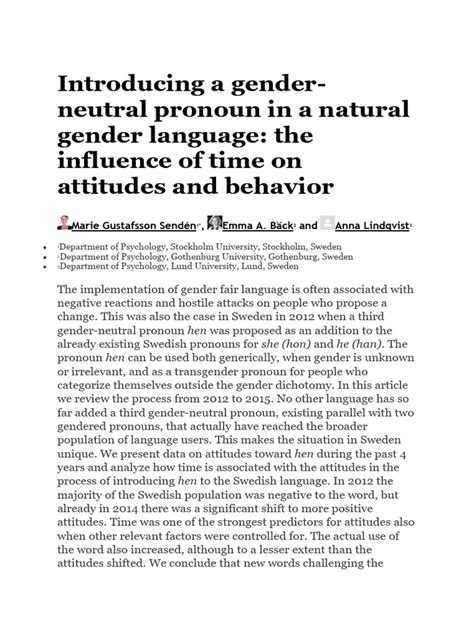 Introducing A Gender Neutral Pronoun In A Natural Gender Language The