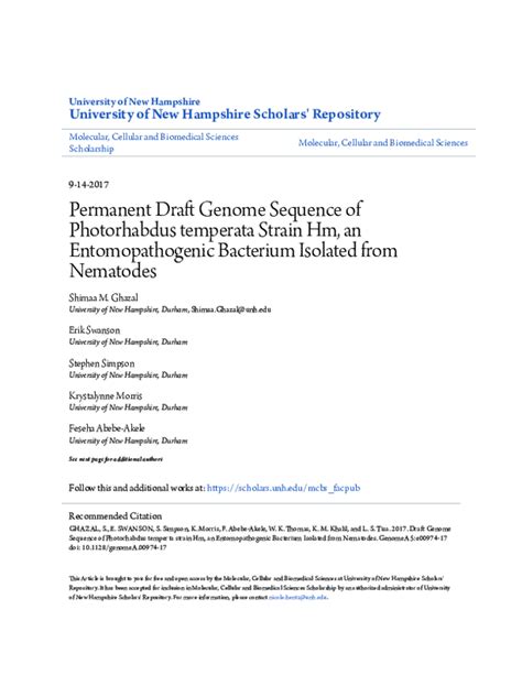 Pdf Permanent Draft Genome Sequence Of Photorhabdus Temperata Strain Hm An Entomopathogenic