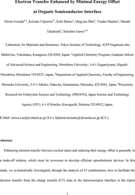 Electron Transfer Enhanced By Minimal Energy Offset At Organic