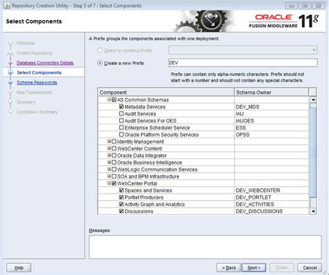 Create Required Schemas For Oracle Webcenter Portal Through Rcu