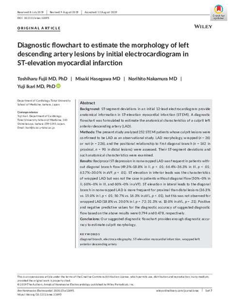 Pdf Diagnostic Flowchart To Estimate The Morphology Of Left Descending Artery Lesions By