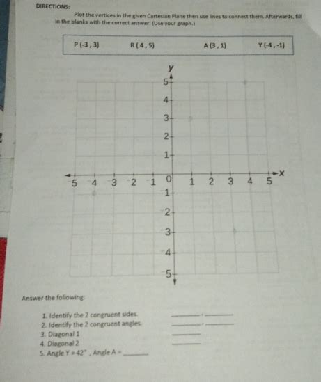 Solved Directions Plot The Vertices In The Given Cartesian Plane Then