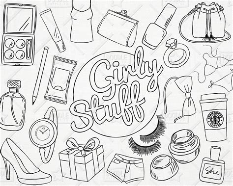 Doodle Girly Stuff Vector Pack Girly Things Girly Clipart Makeup Clipart Pretty Things