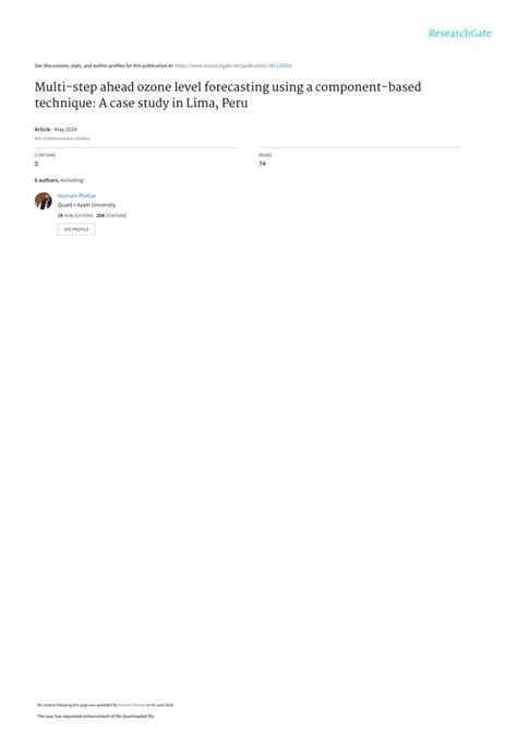 Hasnain Iftikhar On Linkedin Pdf Multi Step Ahead Ozone Level Forecasting Using A Component